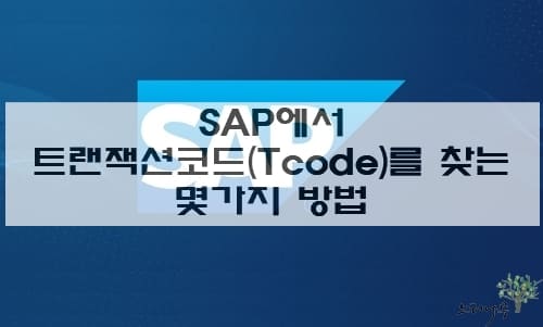 SAP에서 트랜잭션코드(Tcode)를 찾는 방법 4가지