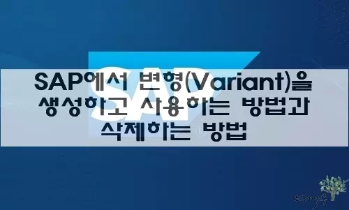 SAP에서 변형(Variant)을 생성하고 사용하는 방법과 삭제하는 방법